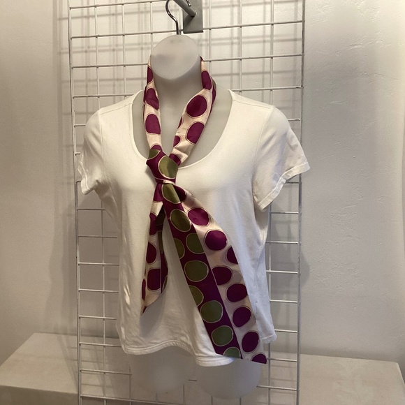 Accessories | Vintage Silk Twilly Scarf Purple Green White 7s | Poshmark